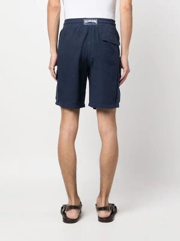 Vilebrequin Navy Linen Cargo Shorts - Blue