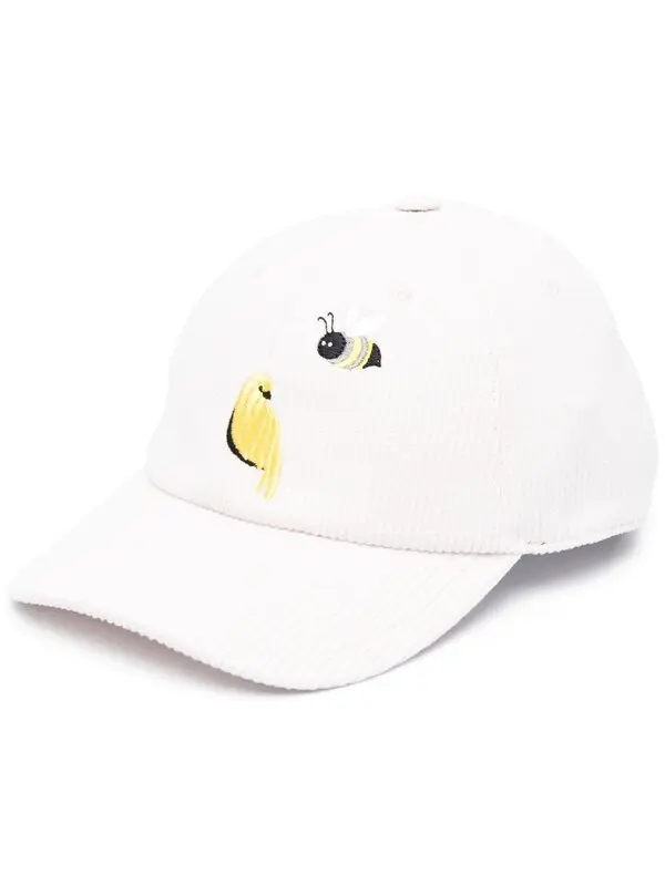 Thom Browne Corduroy Baseball Cap With Embroidered Bee Detail - Pink