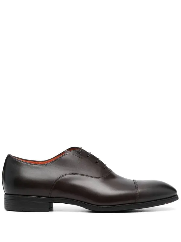 Santoni Almond-toe Leather Lace-up Shoes - Brown