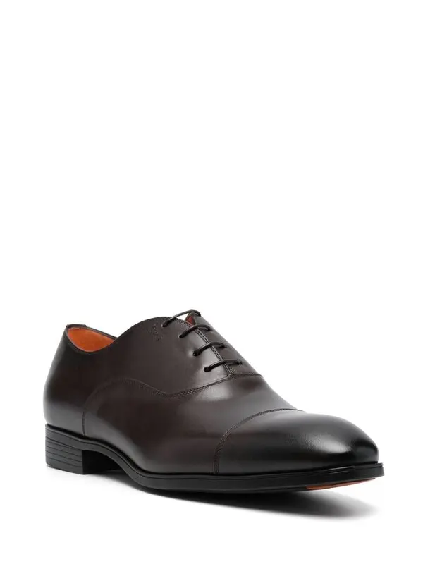Santoni Almond-toe Leather Lace-up Shoes - Brown
