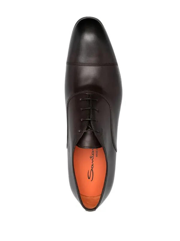Santoni Almond-toe Leather Lace-up Shoes - Brown
