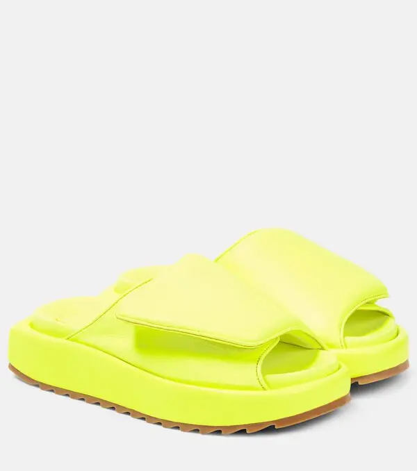 GIA BORGHINI Gia 1 Leather Slides - Yellow