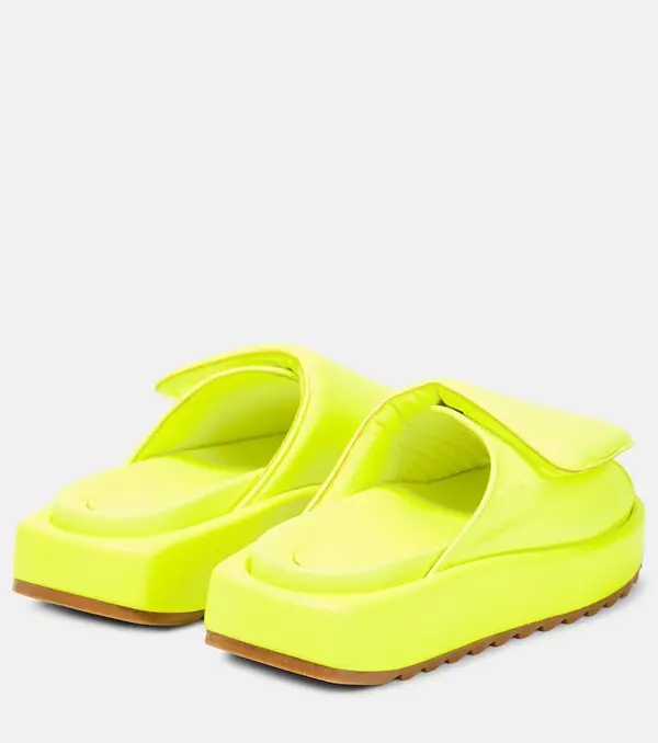 GIA BORGHINI Gia 1 Leather Slides - Yellow
