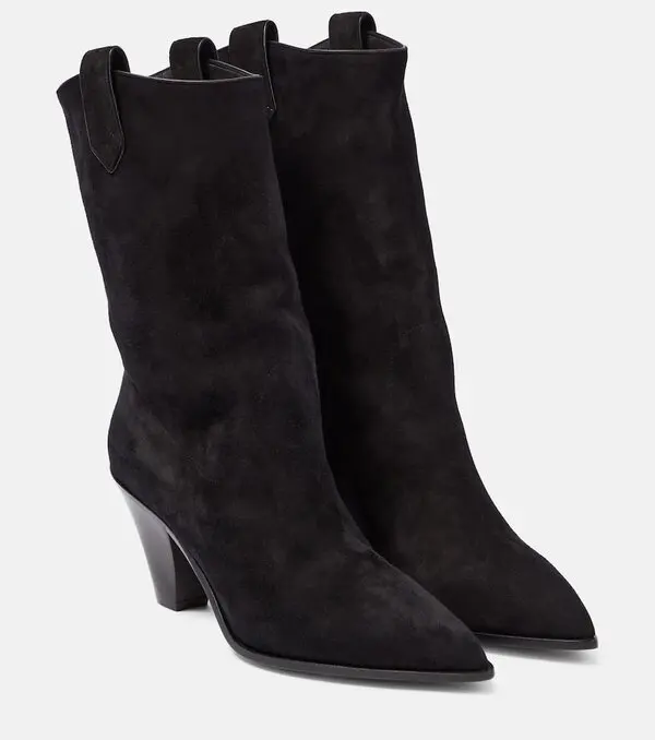 AQUAZZURA Boogie Suede Cowboy Boots - Black