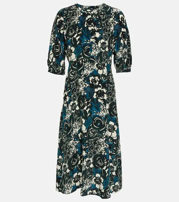 Max Mara Floral Silk Crêpe Midi Dress - Multicoloured