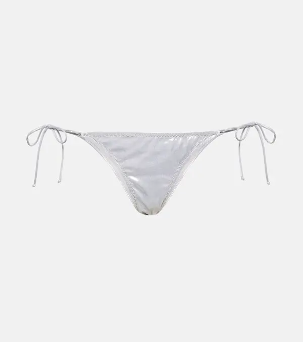REINA OLGA Love Triangle Lamé Bikini Bottom - Silver
