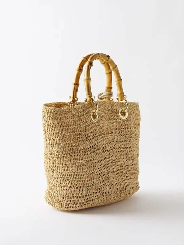 Heidi Klein Savannah Bay Mini Bamboo-Handle Raffia Basket Bag