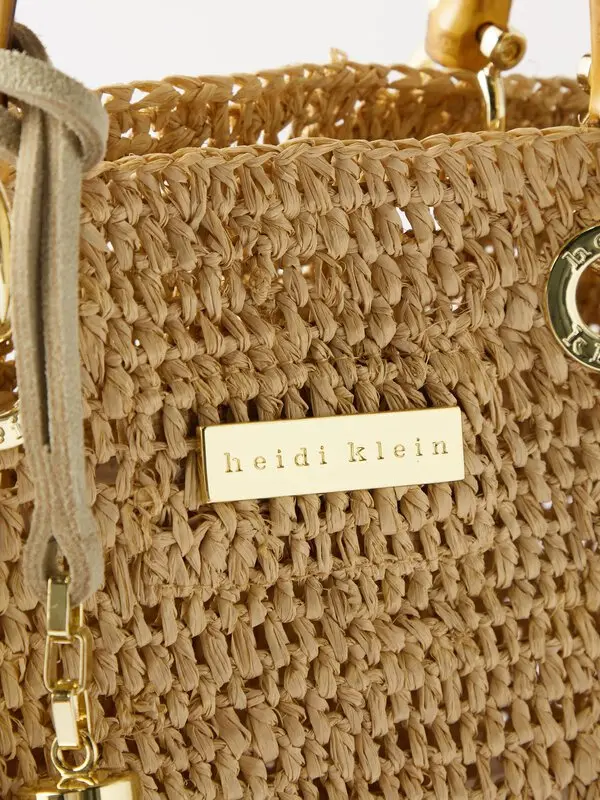 Heidi Klein Savannah Bay Mini Bamboo-Handle Raffia Basket Bag