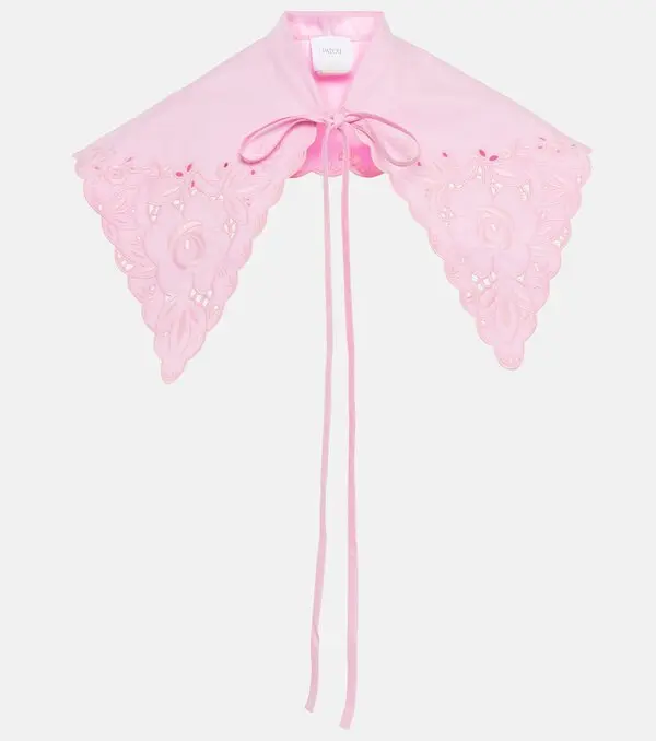 PATOU Embroidered Cotton Poplin Collar - Pink