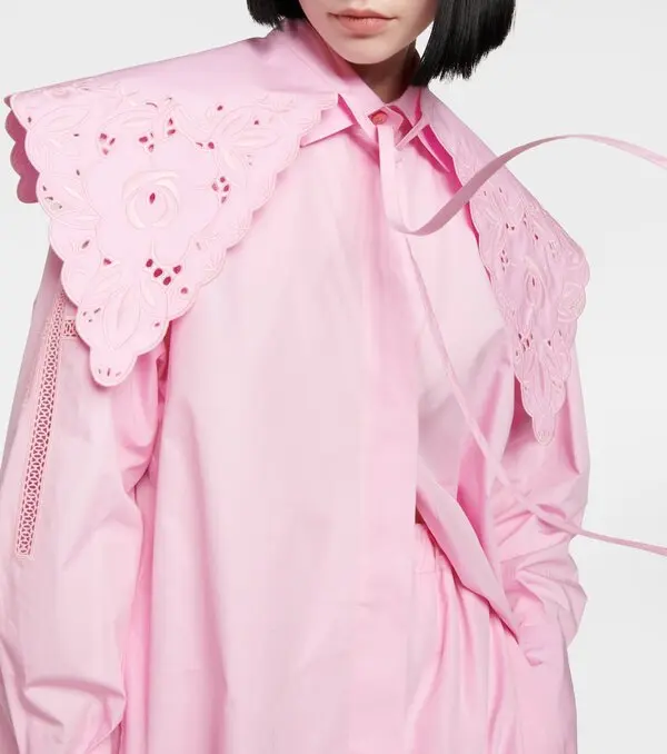 PATOU Embroidered Cotton Poplin Collar - Pink