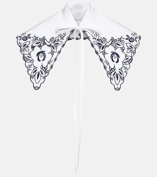 PATOU Embroidered Cotton Poplin Collar - White