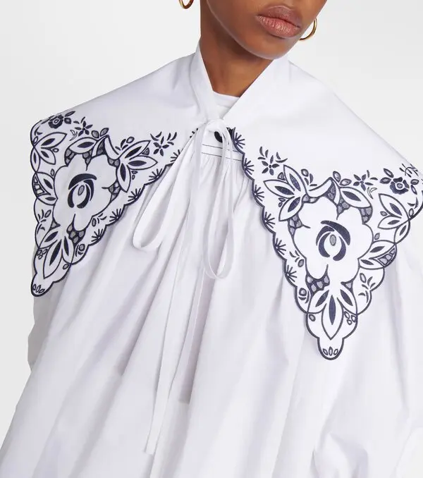 PATOU Embroidered Cotton Poplin Collar