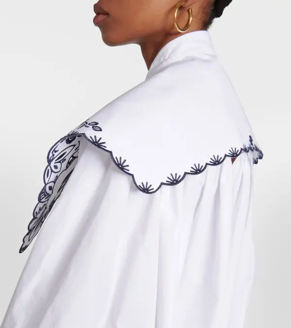 PATOU Embroidered Cotton Poplin Collar
