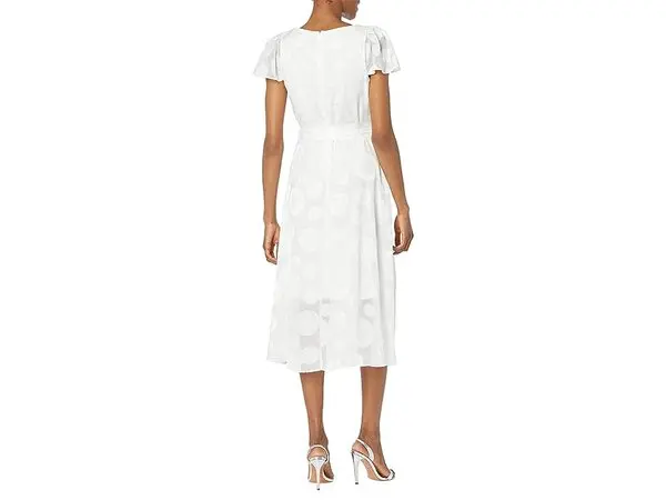dkny flutter sleeve midi dress DKNY by Donna Karan Flutter Sleeve Surplice Neck Faux Wrap Hi-Low Hem Midi  Dress