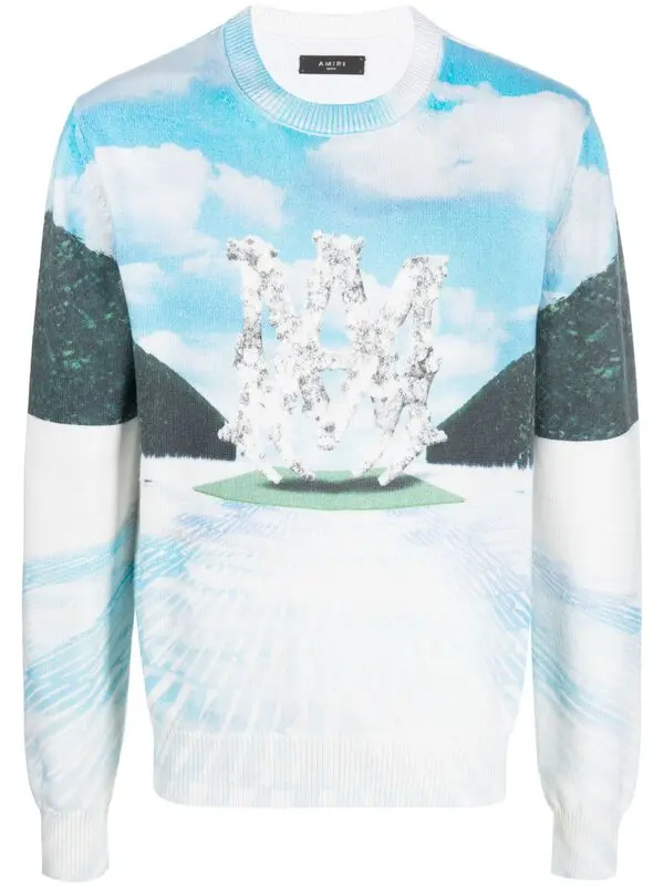 Amiri Intarsia Cotton Blend Jumper