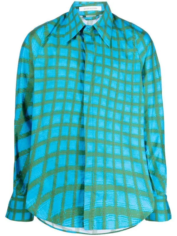 BIANCA SAUNDERS Abstract-print Cotton Shirt
