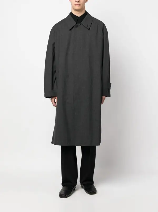 Auralee Knee-Length Wool Trench Coat In Grey - 48% Off | Editorialist