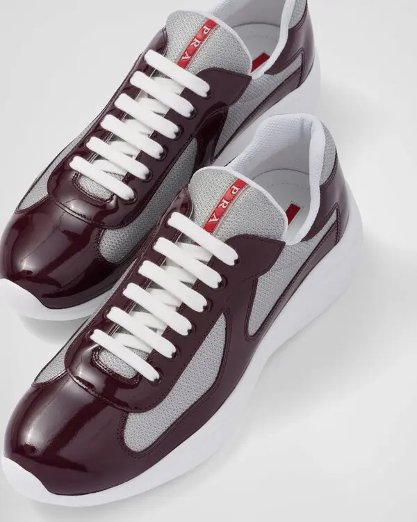 Prada America'S Cup Patent Leather And Bike Fabric Sneakers