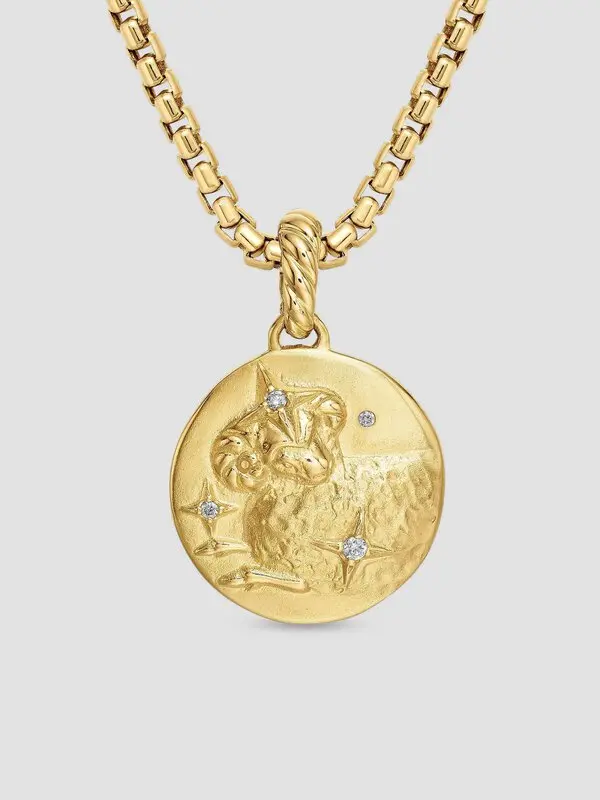 David Yurman Zodiac Amulet In 18k Yellow Gold With Diamonds - Aries