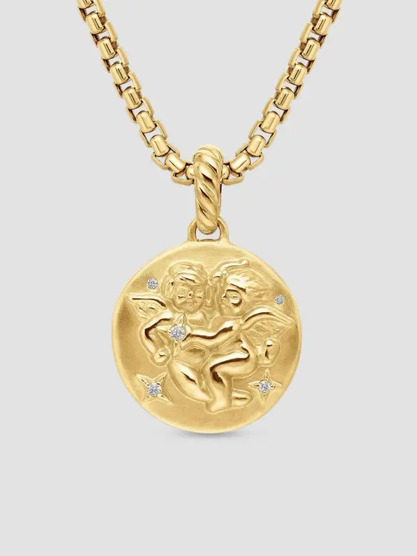 David Yurman Zodiac Amulet In 18k Yellow Gold With Diamonds - Gemini