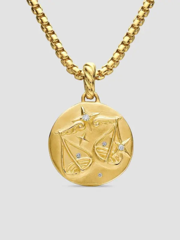 David Yurman Zodiac Amulet In 18k Yellow Gold With Diamonds - Libra