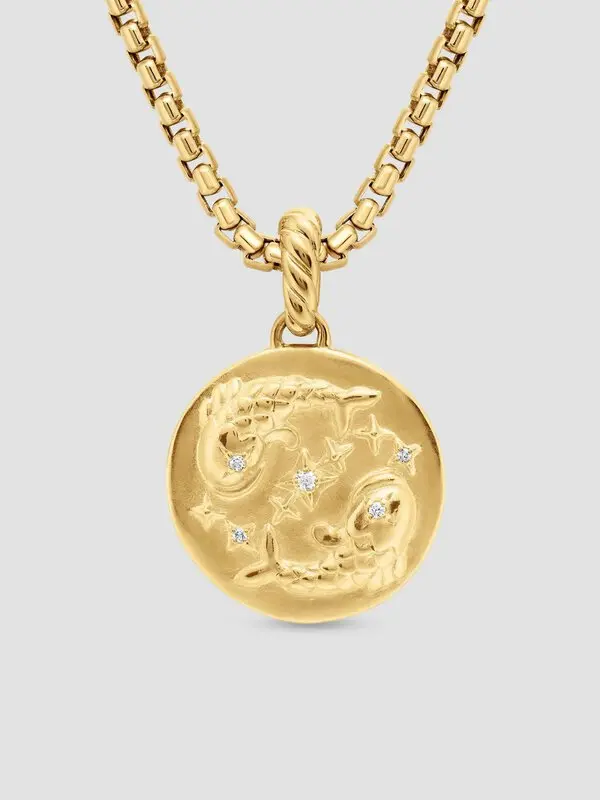 David Yurman Zodiac Amulet In 18k Yellow Gold With Diamonds - Pisces