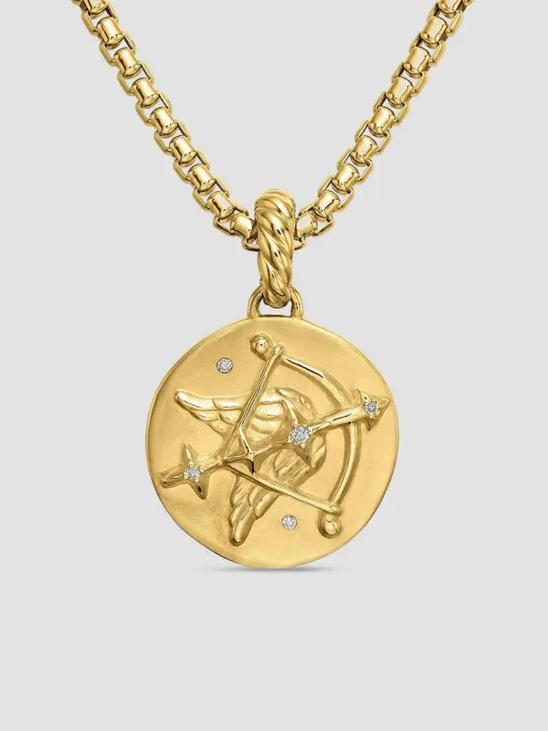 David Yurman Zodiac Amulet In 18k Yellow Gold With Diamonds - Sagittarius