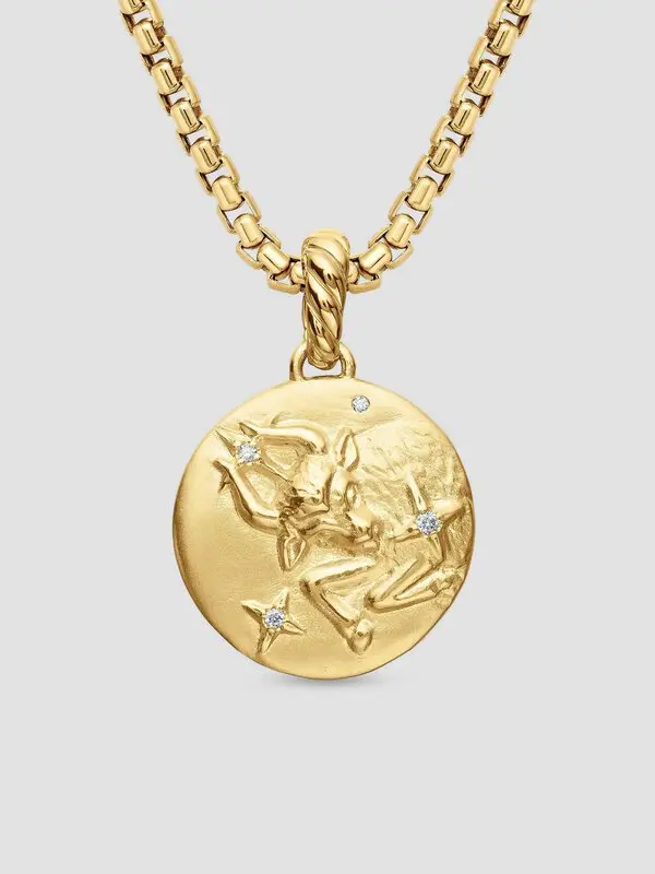 David Yurman Zodiac Amulet In 18k Yellow Gold With Diamonds - Taurus