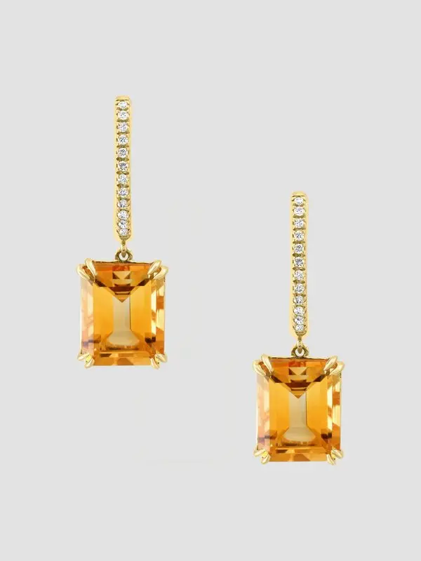 Saks Fifth Avenue Collection 14k Yellow Gold & 0.09 Tcw Diamond Drop Earrings - Citrine