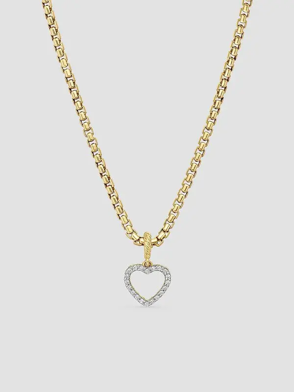 David Yurman Heart Amulet In 18k With Diamonds, 18.5mm - Diamond