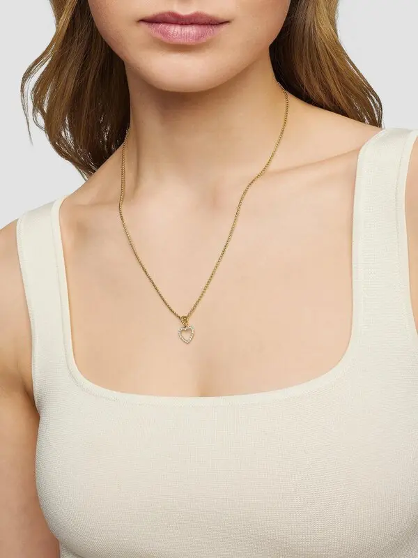 David Yurman Heart Amulet In 18k With Diamonds, 18.5mm