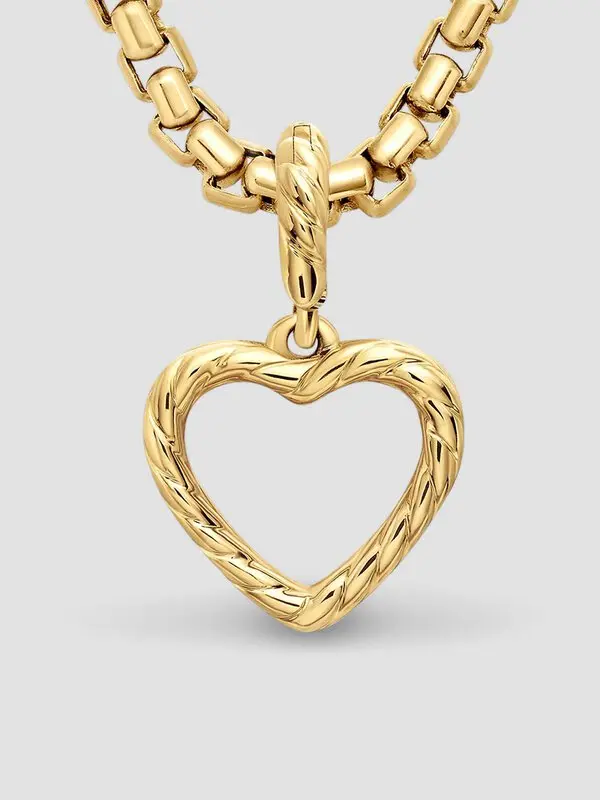 David Yurman Heart Amulet In 18k With Diamonds, 18.5mm