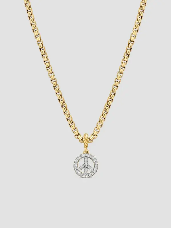 David Yurman Peace Sign Amulet In 18k With Diamonds, 19mm - Diamond