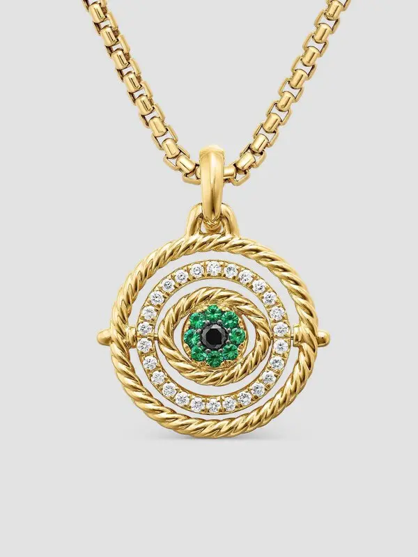 David Yurman Evil Eye Mobile Amulet With Diamonds - Emerald