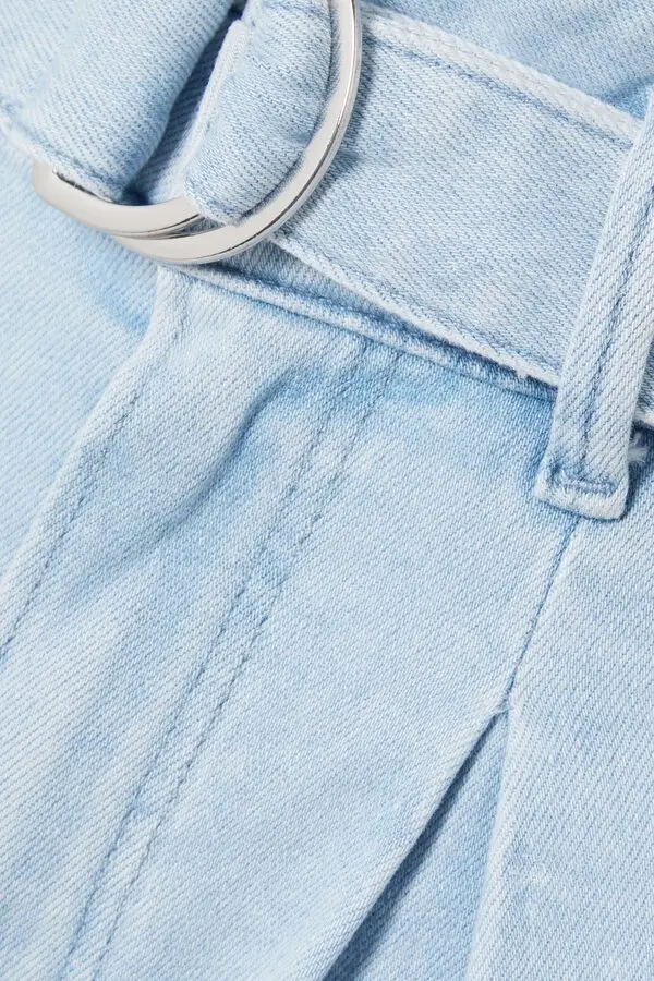 Paige Carly Belted Pleated Denim Shorts