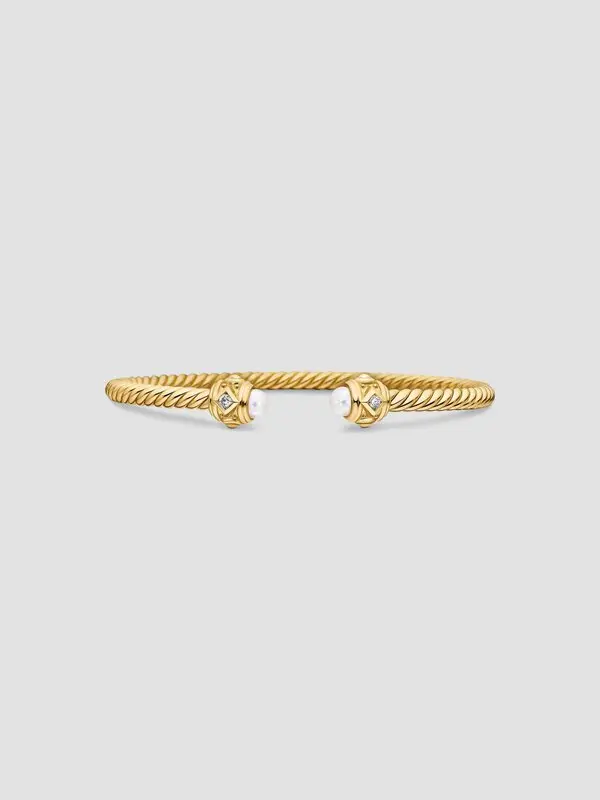 David Yurman Renaissance Cablespira Bracelet In 18k Yellow Gold - Pearl