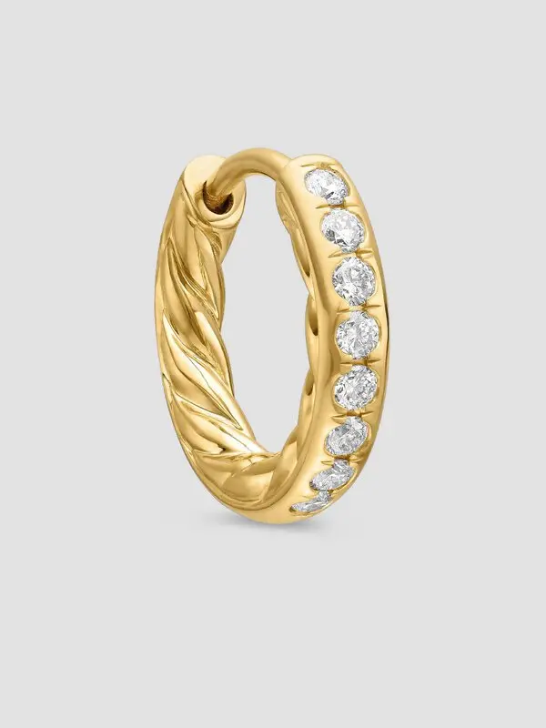 David Yurman Pavé Huggie Hoop Earrings In 18k With Diamonds, 13mm