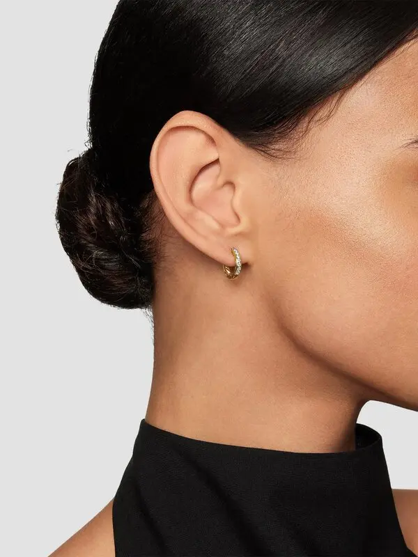 David Yurman Pavé Huggie Hoop Earrings In 18k With Diamonds, 13mm