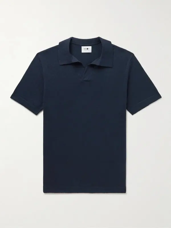 Nn07 Ryan 6311 Cotton And Linen-blend Polo Shirt - Blue
