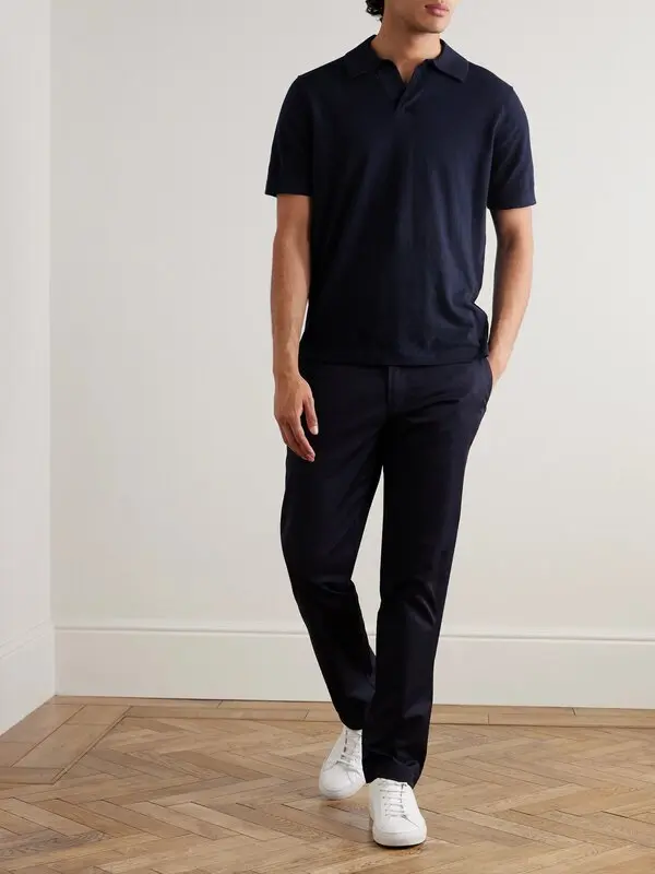 Nn07 Ryan 6311 Cotton And Linen-blend Polo Shirt - Blue