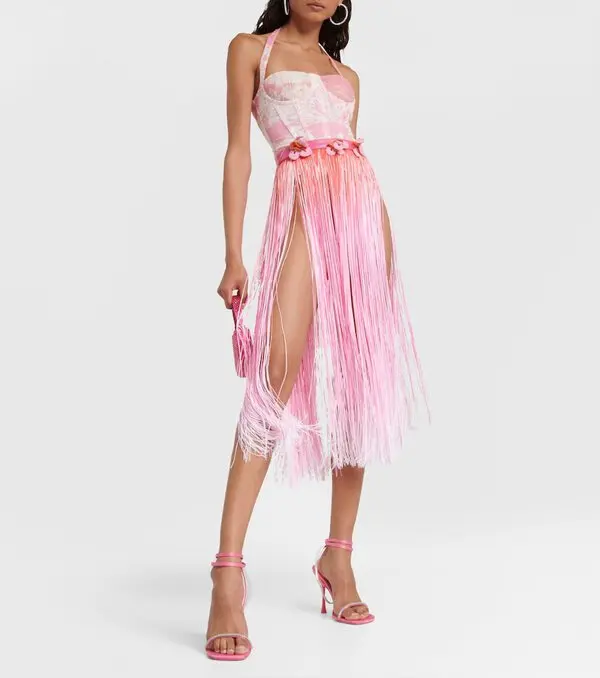 ROBERTA EINER Ombré Tassel Midi Skirt