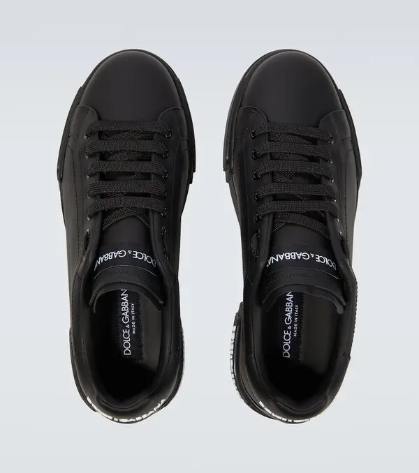 Dolce & Gabbana Logo Leather Sneakers - Black