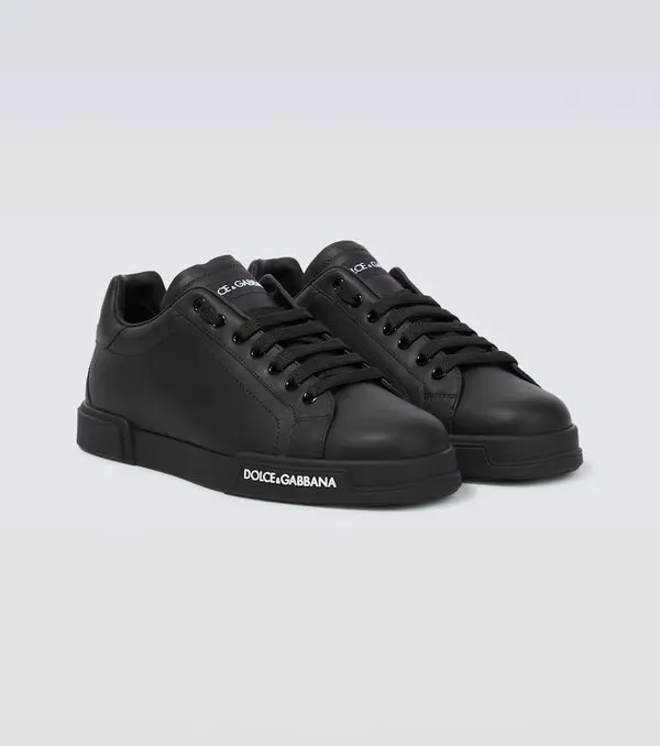 Dolce & Gabbana Logo Leather Sneakers - Black