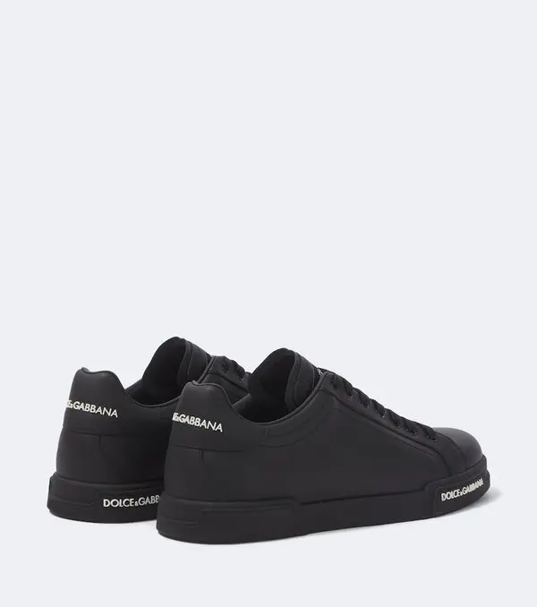 Dolce & Gabbana Logo Leather Sneakers - Black
