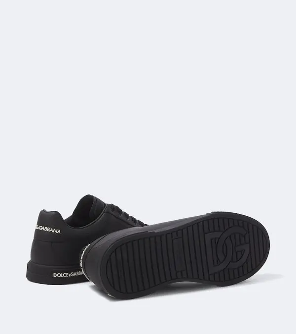 Dolce & Gabbana Logo Leather Sneakers - Black