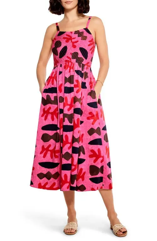 NIC+ZOE Cutout Crush Midi Fit & Flare Dress