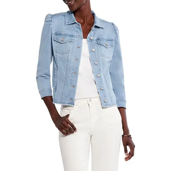 NIC+ZOE Femme Sleeve Crop Denim Jacket - Breeze