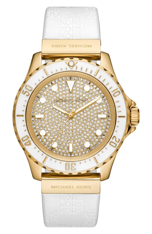 Michael Kors Everest Crystal Silicone Strap Watch - White  display picture 3