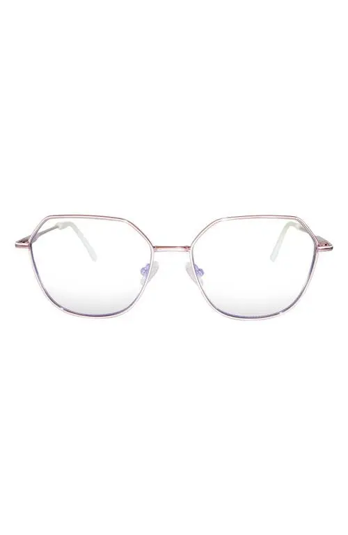 FIFTH & NINTH Geometric Blue Light Blocking Glasses - Rose Gold/ Clear