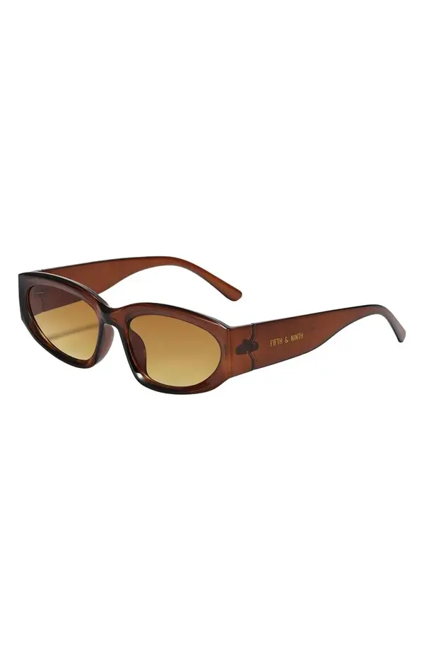 FIFTH & NINTH 59mm Polarized Oval Sunglasses - Brown/ Brown